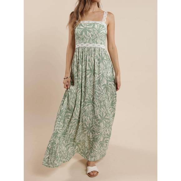 Sage | Dresses | New Sage The Label Kalani Palm Whispers Maxi Dress In ...
